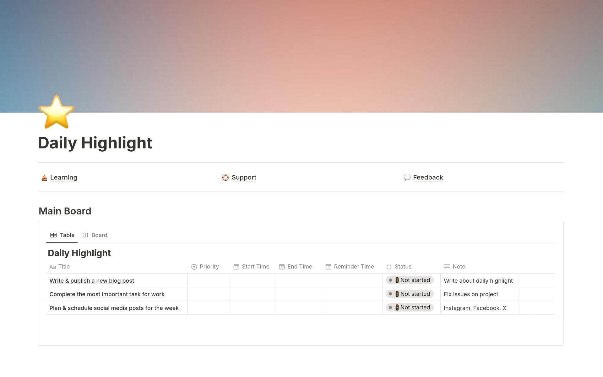 Daily Highlight - Productivity Track